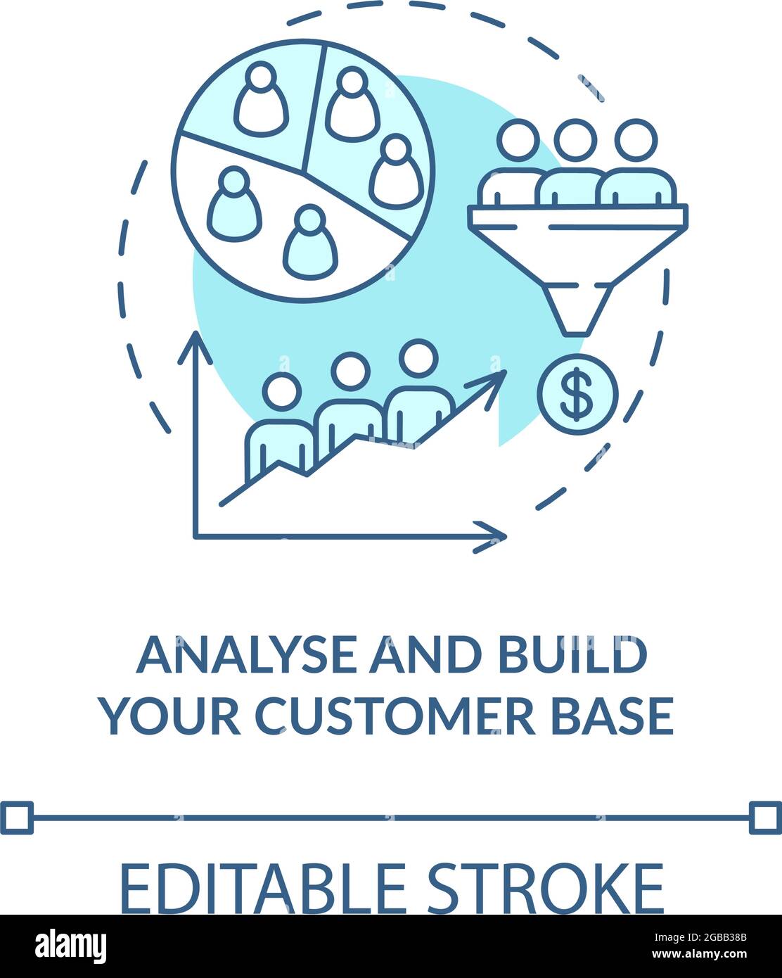 Analyse and build customer base blue concept icon Stock Vector Image ...