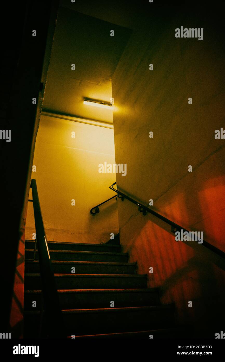Dark staircase at night Stock Photo - Alamy