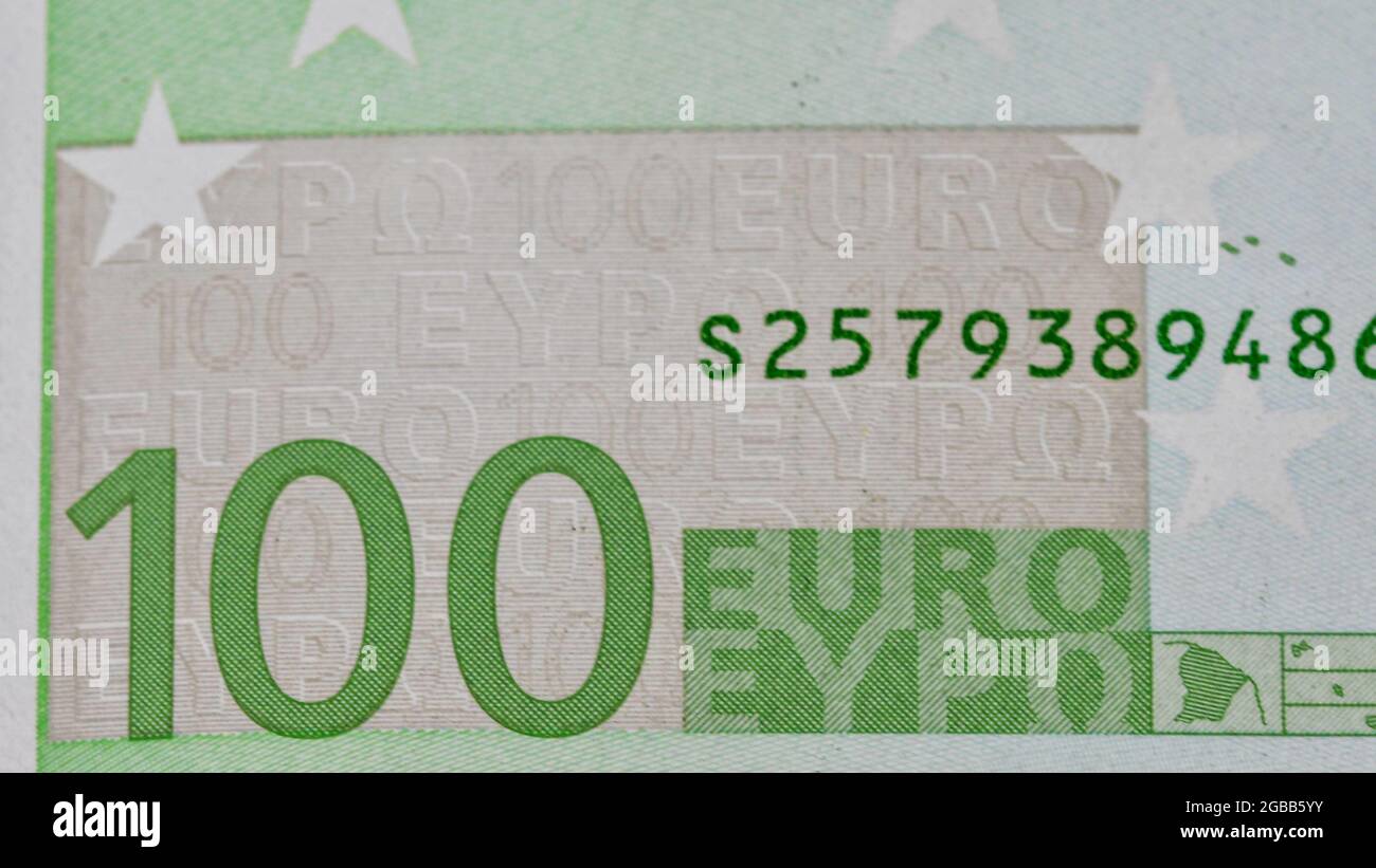 detail of a 100 euro banknote of the european community Stock Photo - Alamy