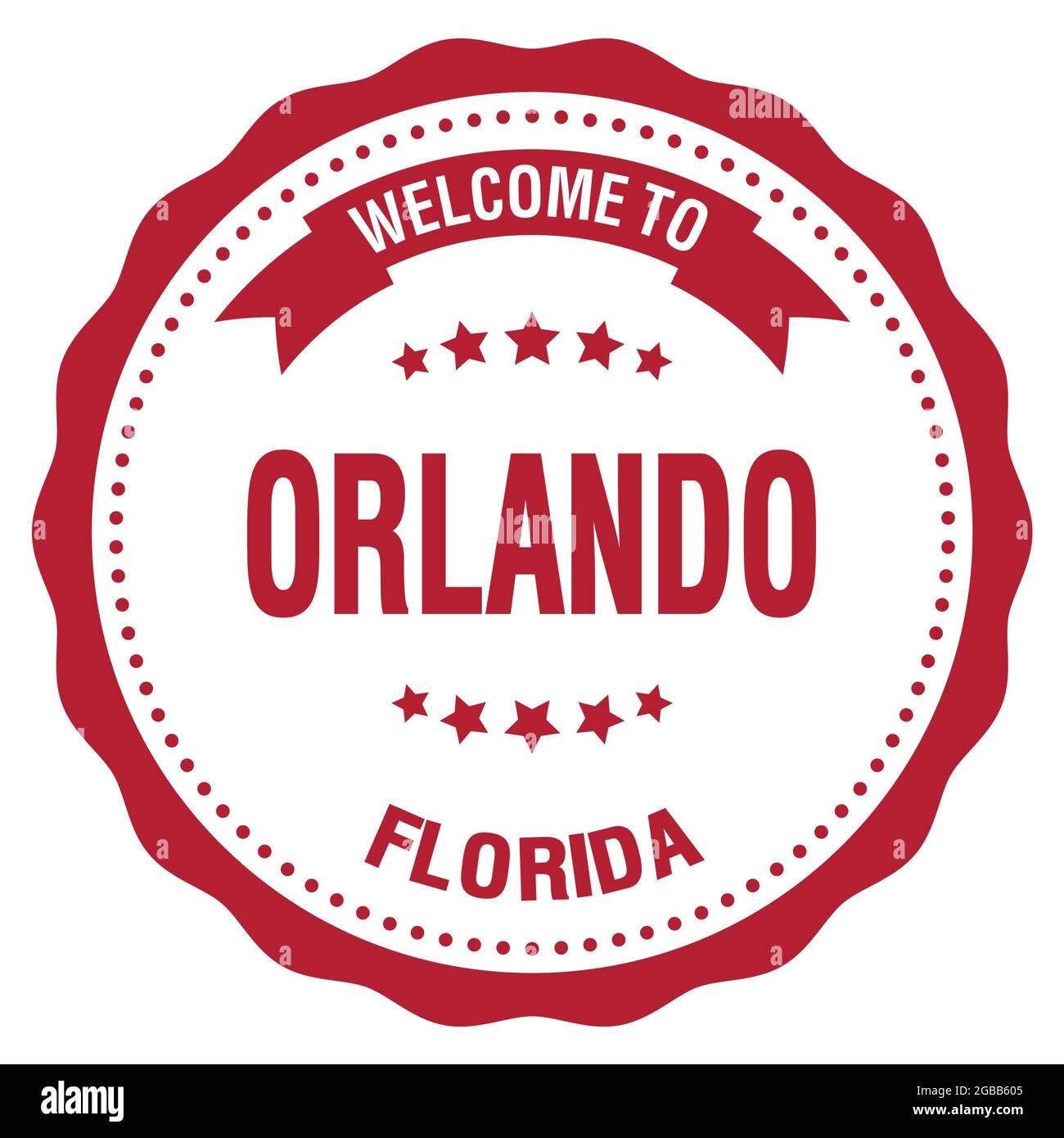WELCOME TO ORLANDO - FLORIDA, words written on red round badge stamp ...