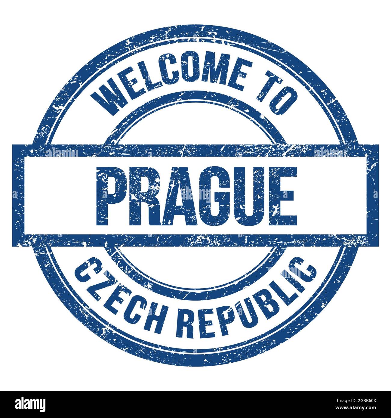 WELCOME TO PRAGUE - CZECH REPUBLIC, words written on blue round simple ...