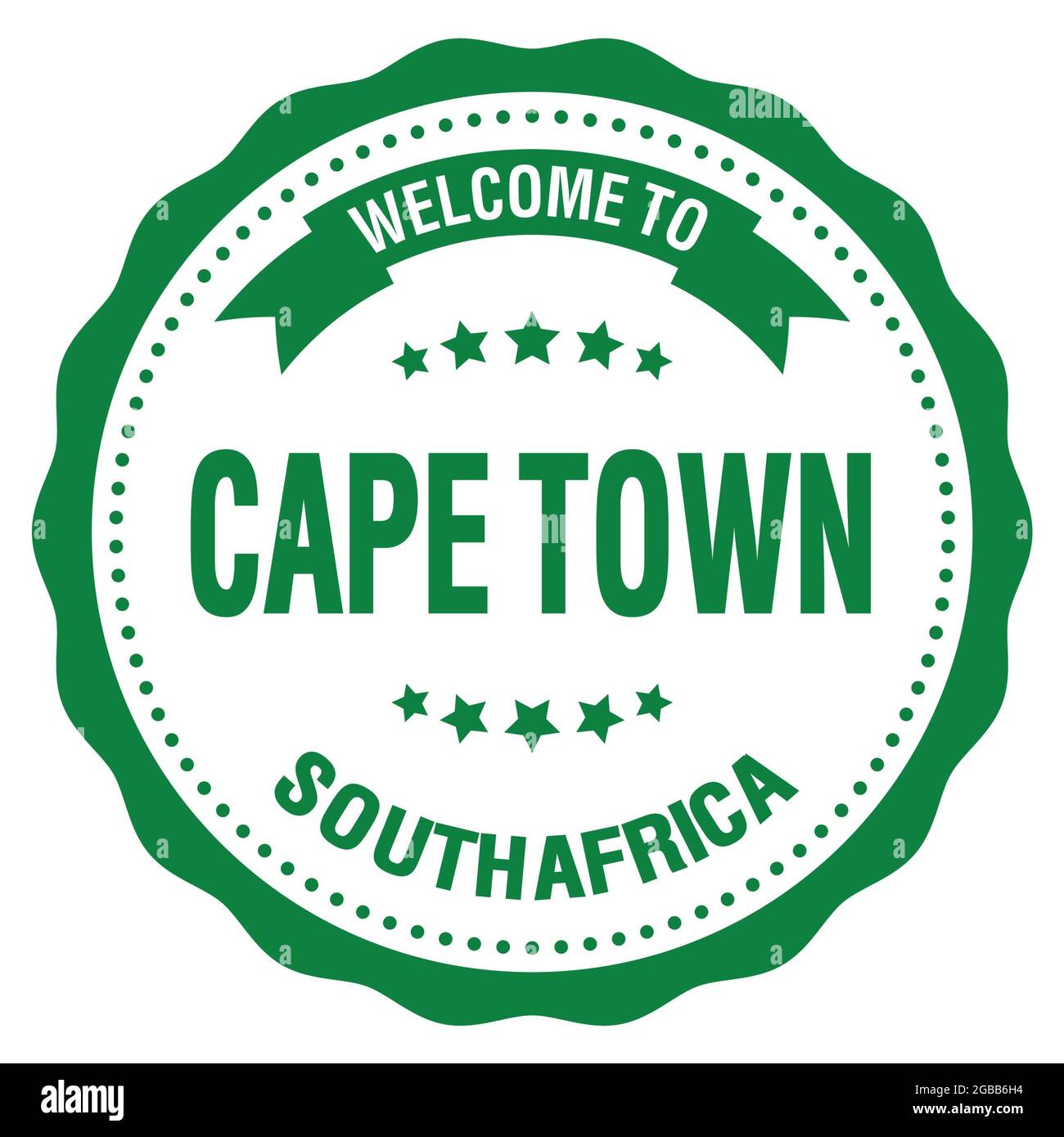 WELCOME TO CAPE TOWN - SOUTH AFRICA, words written on green round badge ...