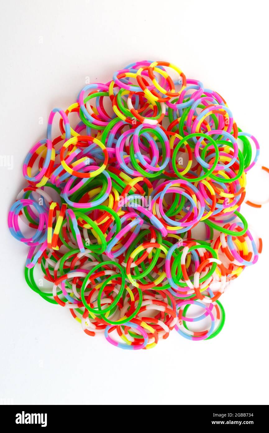 Color rubber band isolated white background Stock Photo - Alamy