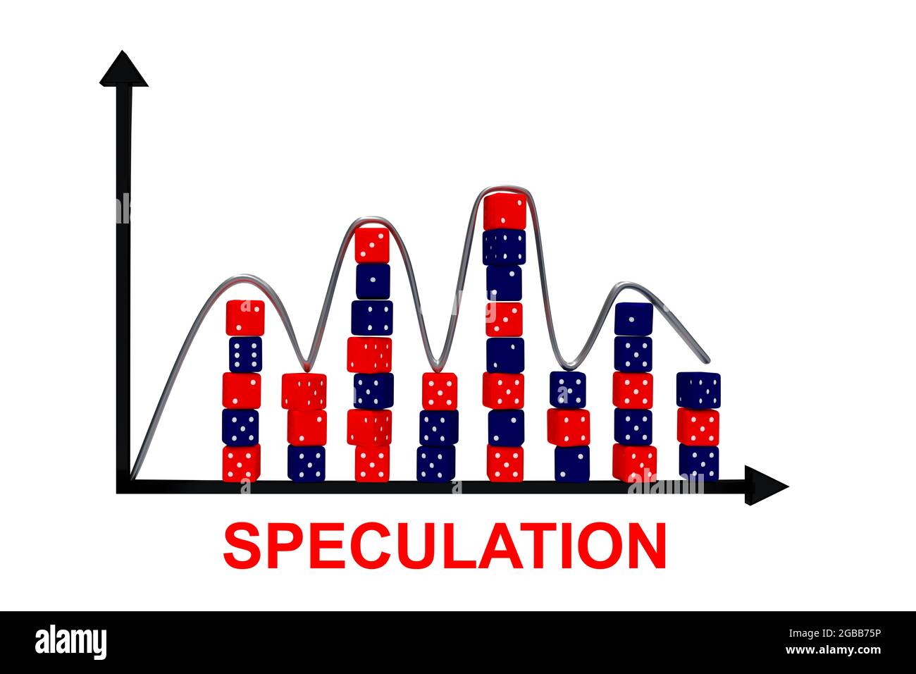 3D illustration of SPECULATION script below a graph composed of ...