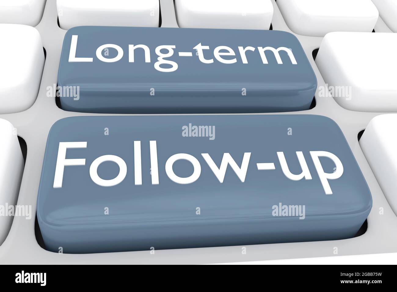 3D illustration of computer keyboard with the script Long-term Follow ...