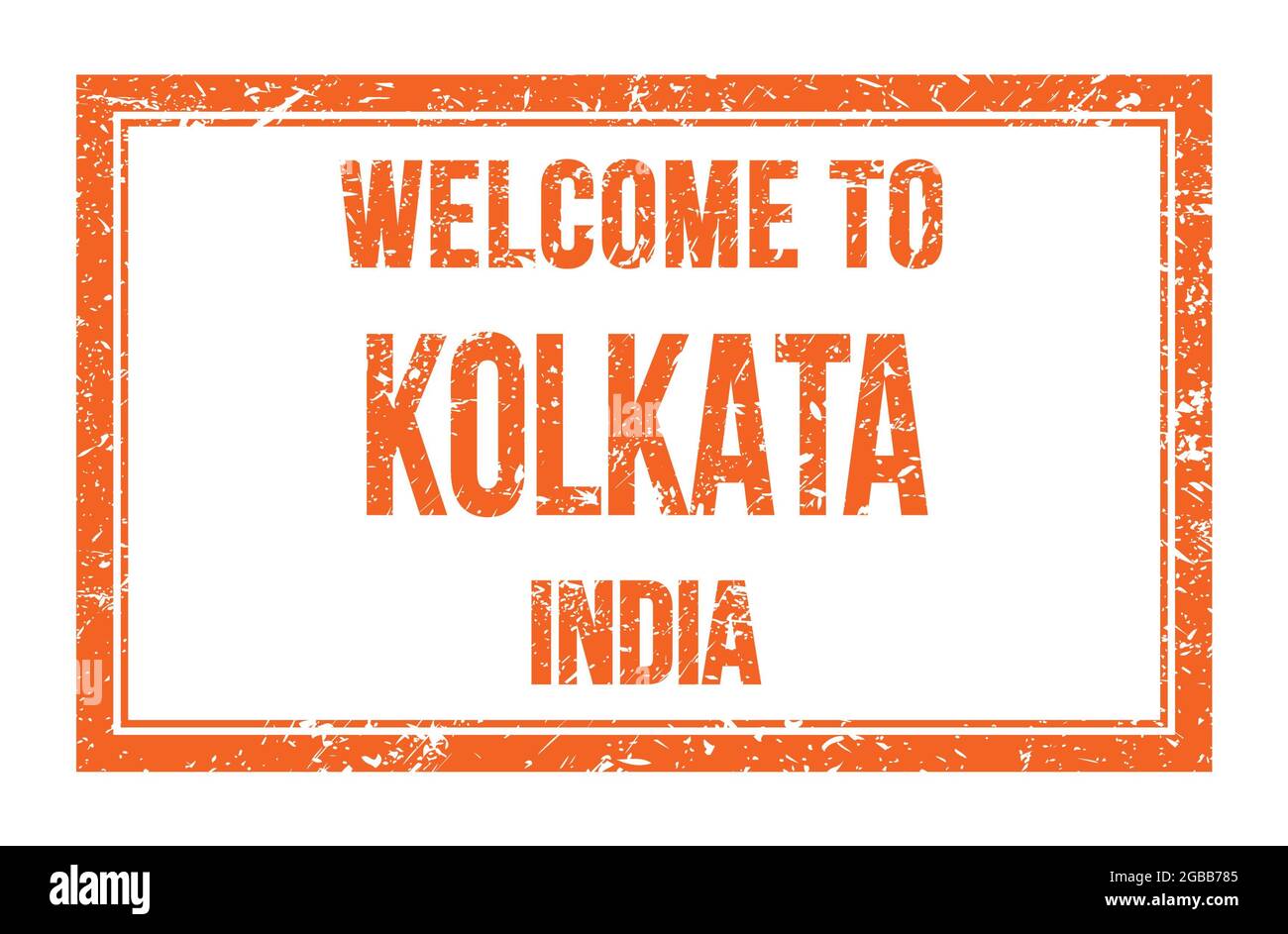 WELCOME TO KOLKATA - INDIA, words written on orange rectangle post ...