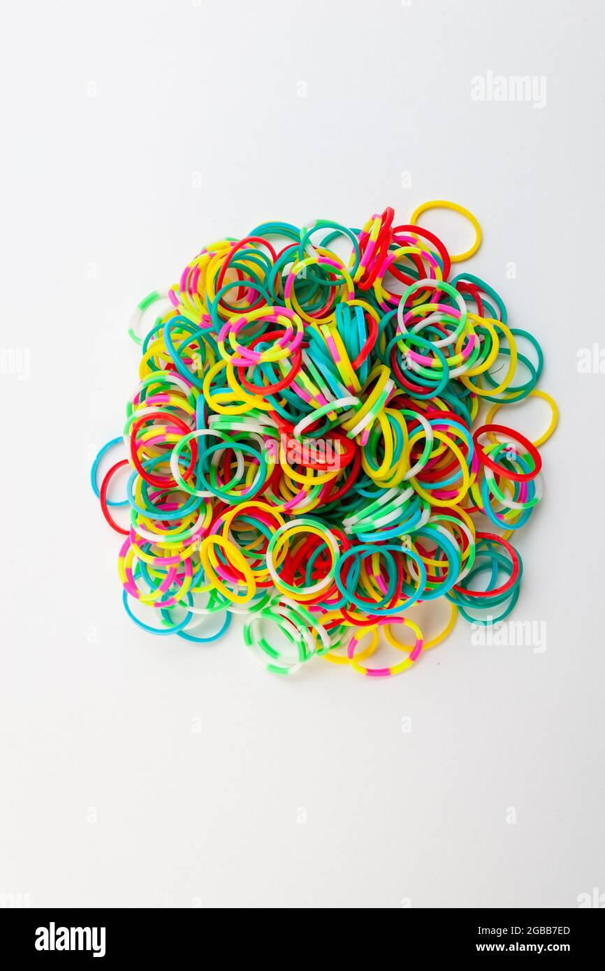 Color rubber band isolated white background Stock Photo - Alamy