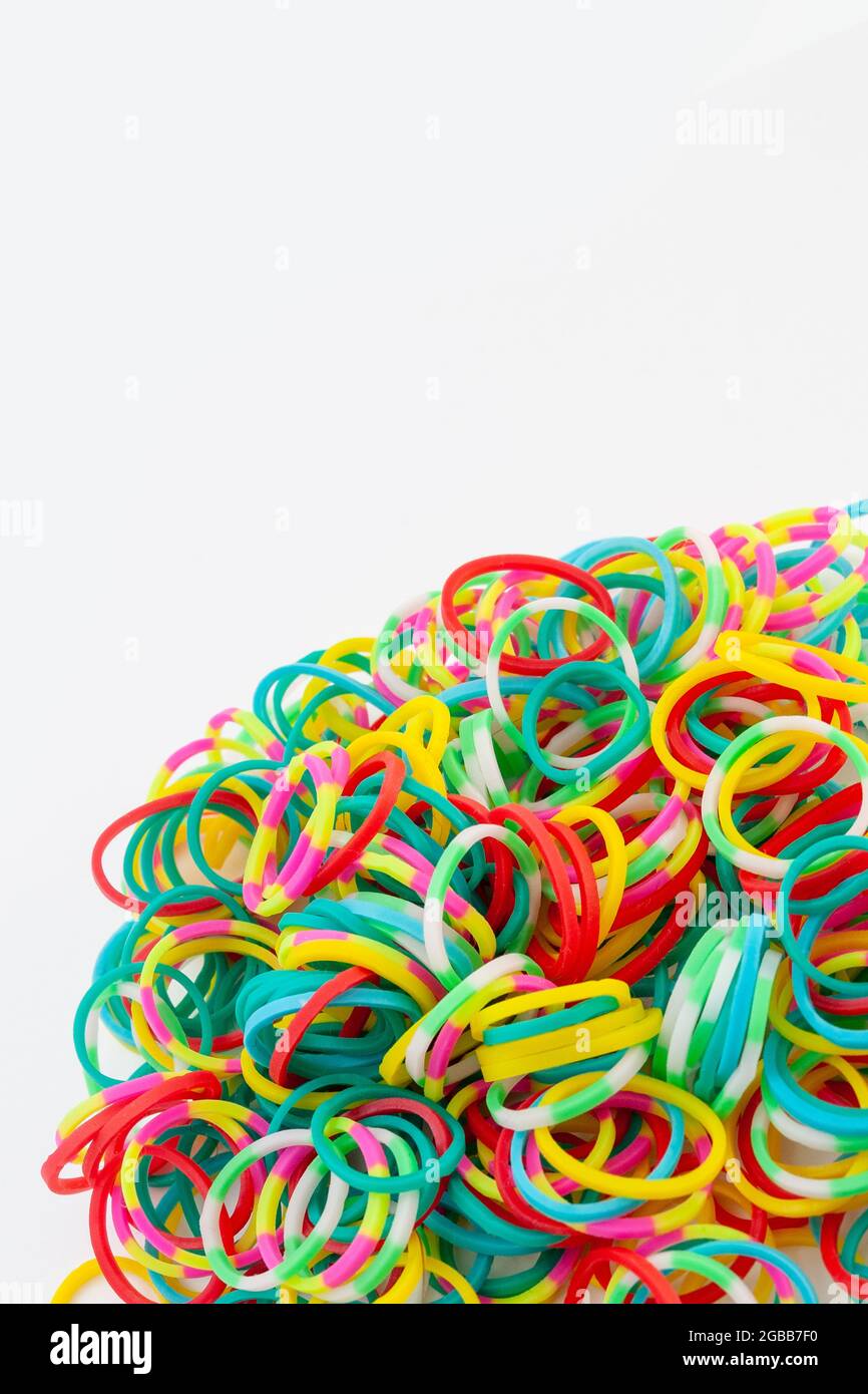 Color rubber band isolated white background Stock Photo - Alamy