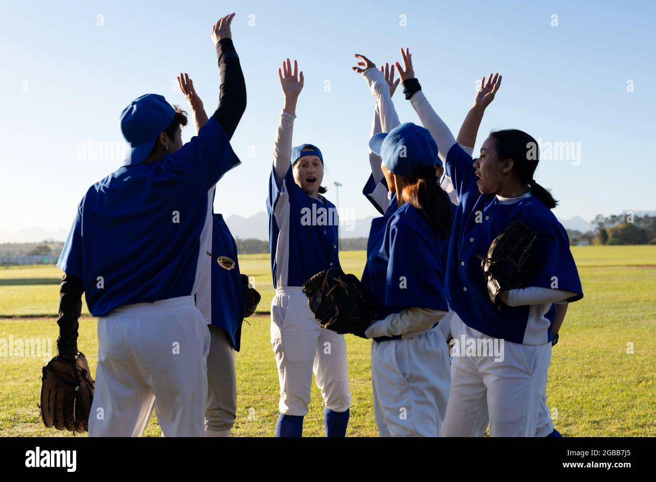 Happy diverse group female baseball hi-res stock photography and images ...