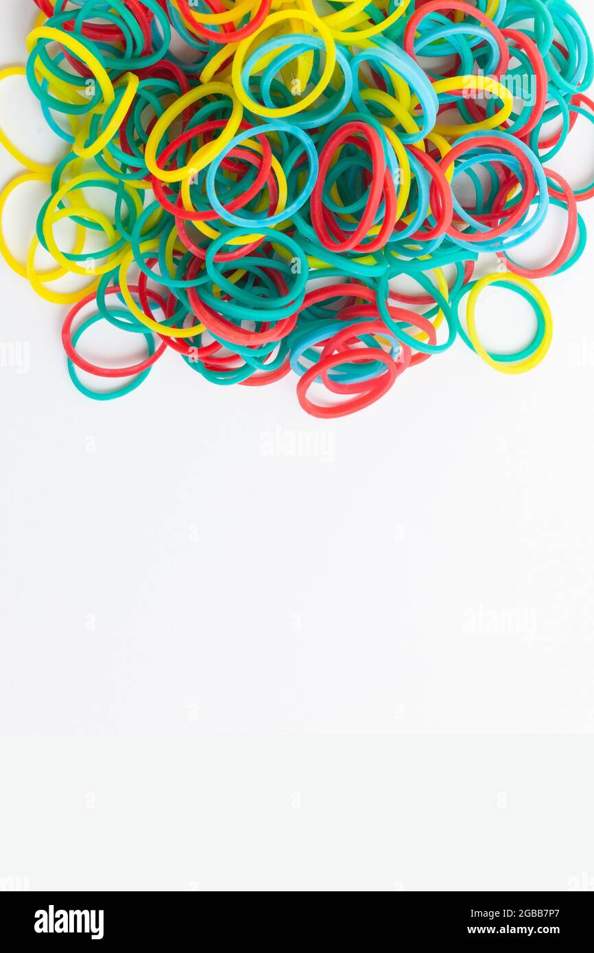 Color rubber band isolated white background Stock Photo - Alamy