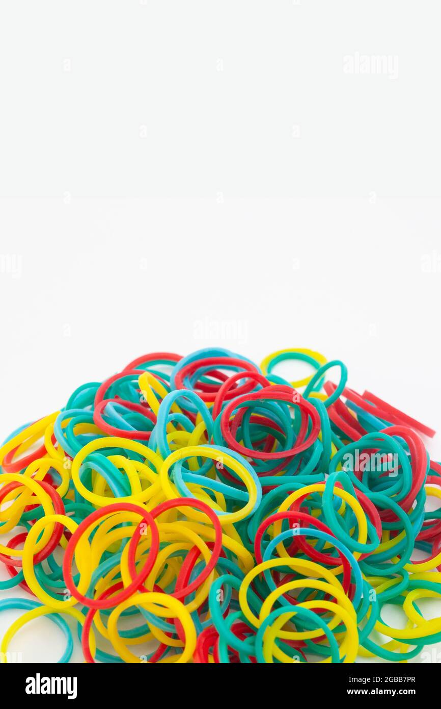 Color rubber band isolated white background Stock Photo - Alamy