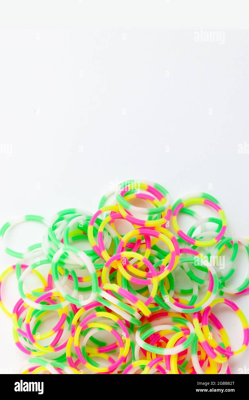 Color rubber band isolated white background Stock Photo - Alamy