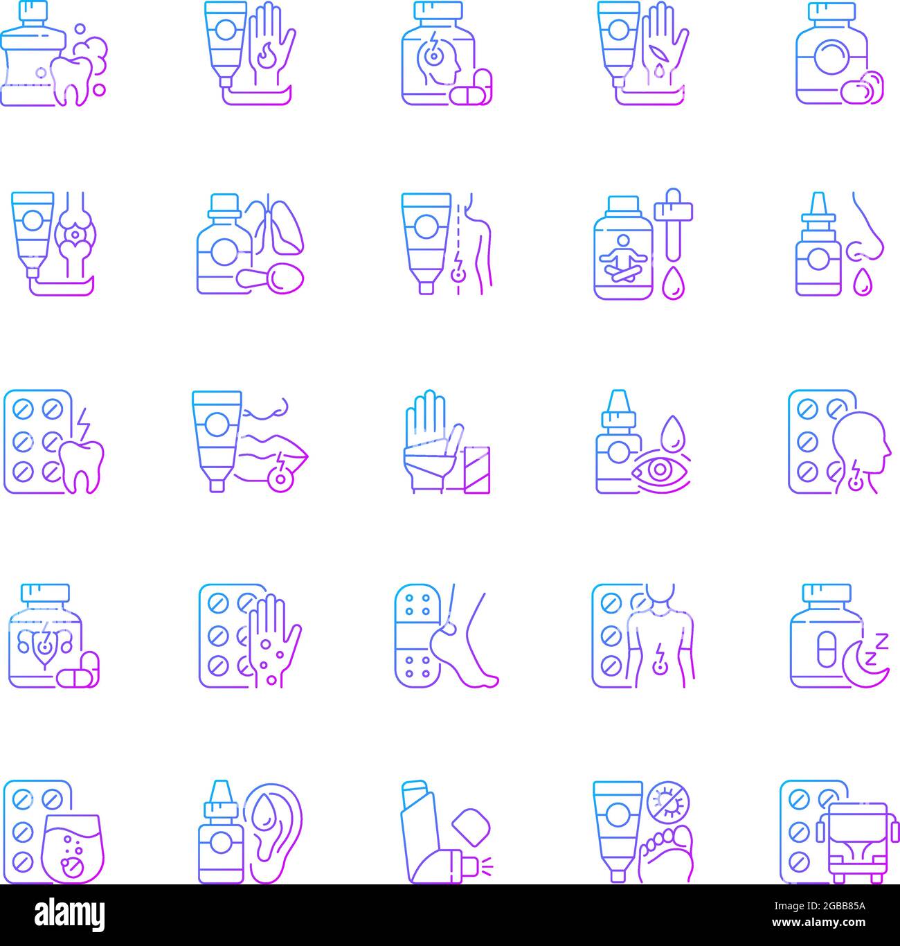 Medical treatment gradient linear vector icons set Stock Vector Image ...