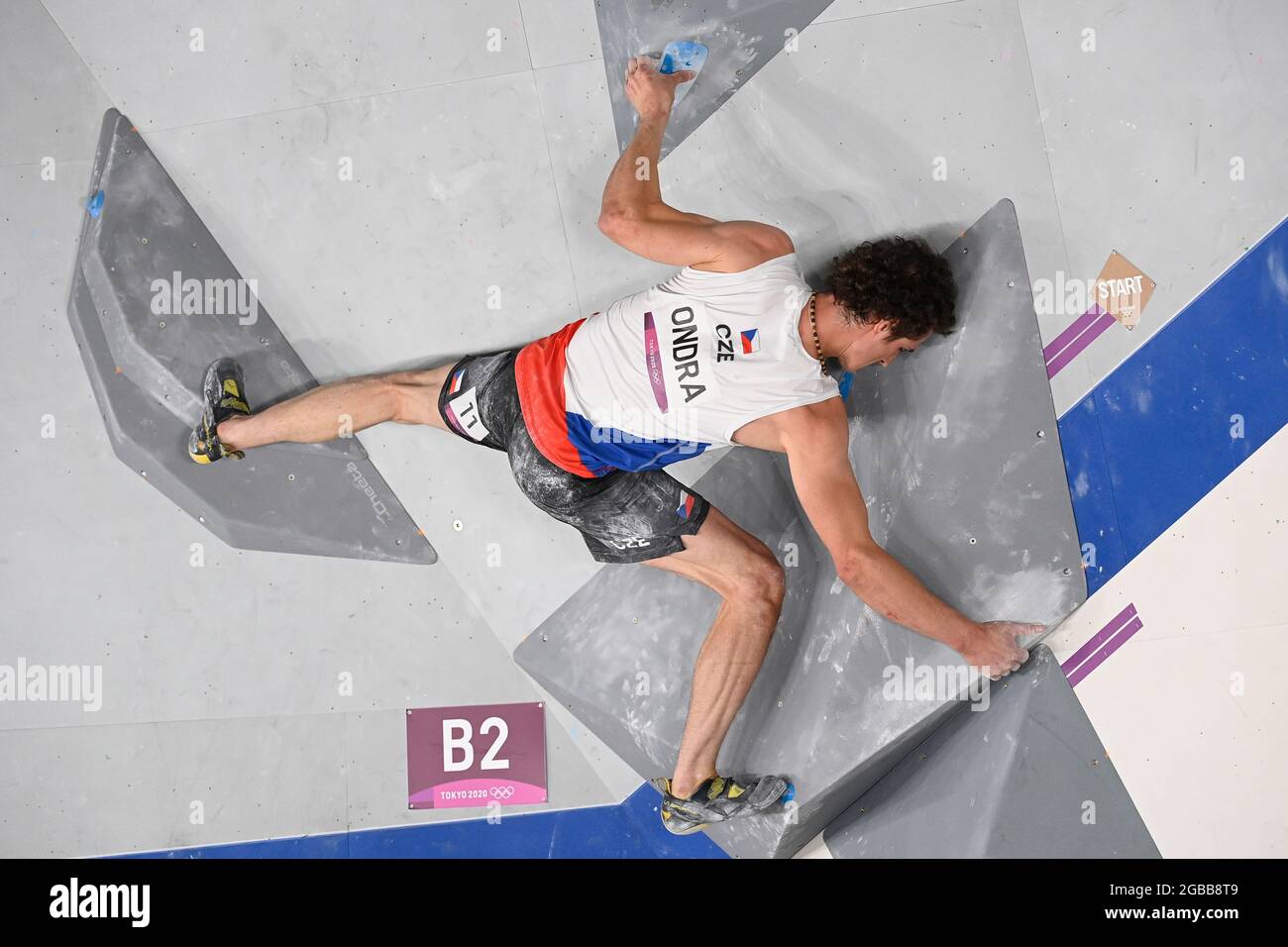 Czech climber Adam Ondra attends bouldering qualification during the ...