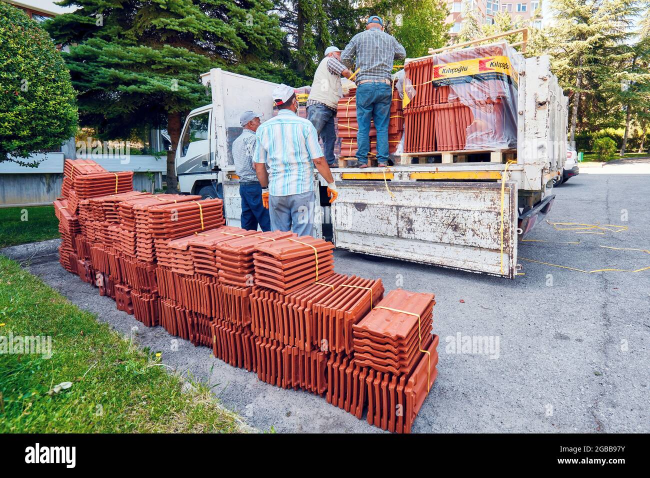 Ankara, Turkey - July, 2021: Construction workers wearing protective ...