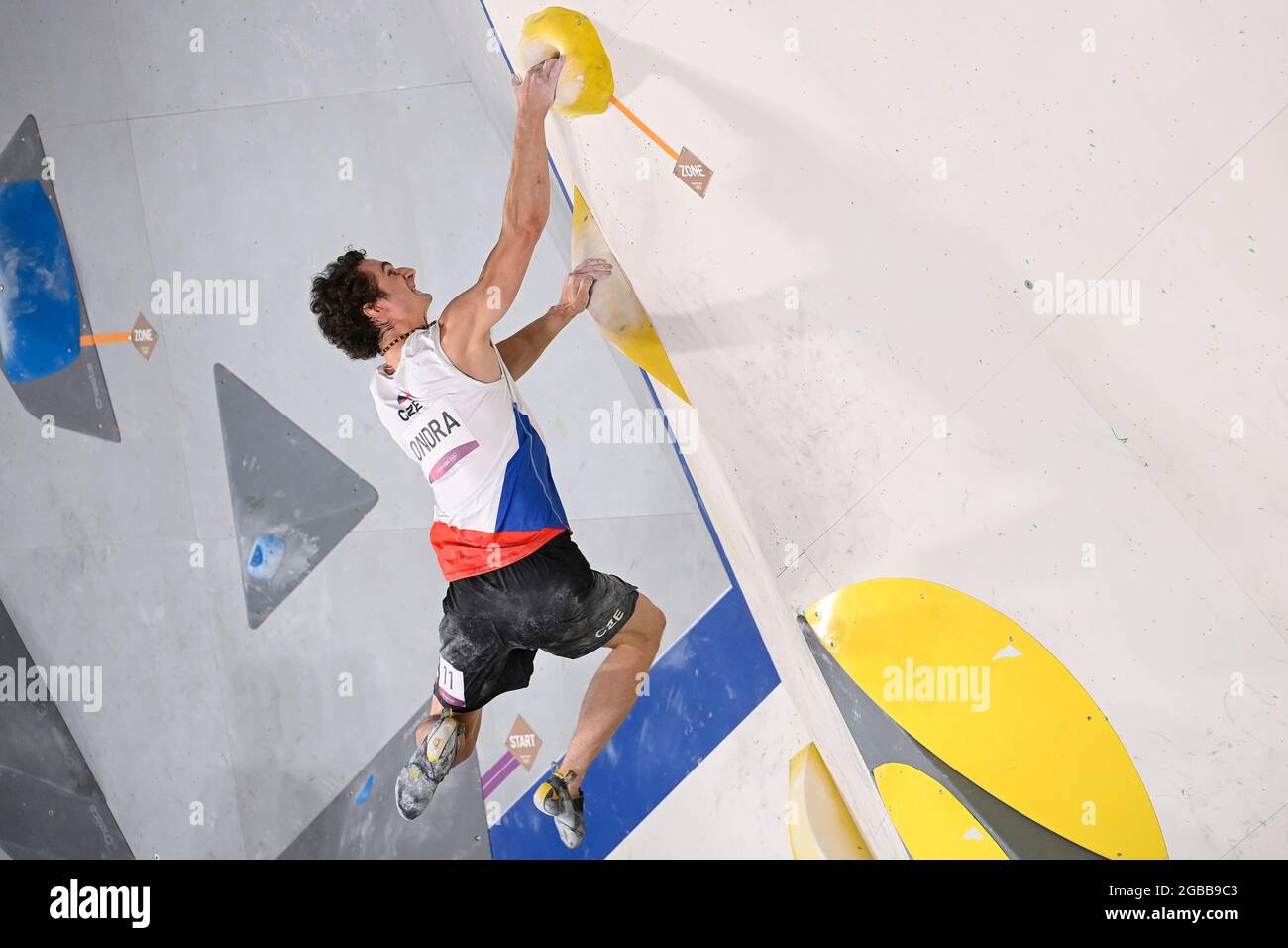 Czech climber Adam Ondra attends bouldering qualification during the ...