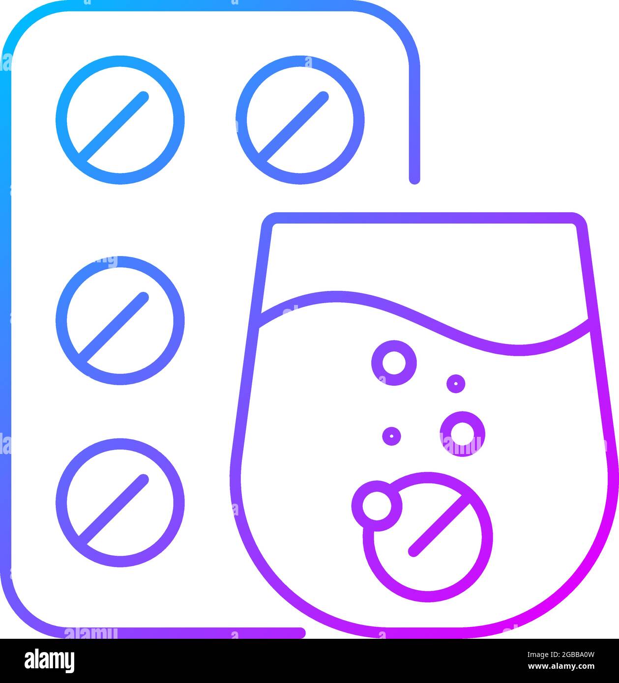 Effervescent tablet for cold relief gradient linear vector icon Stock ...