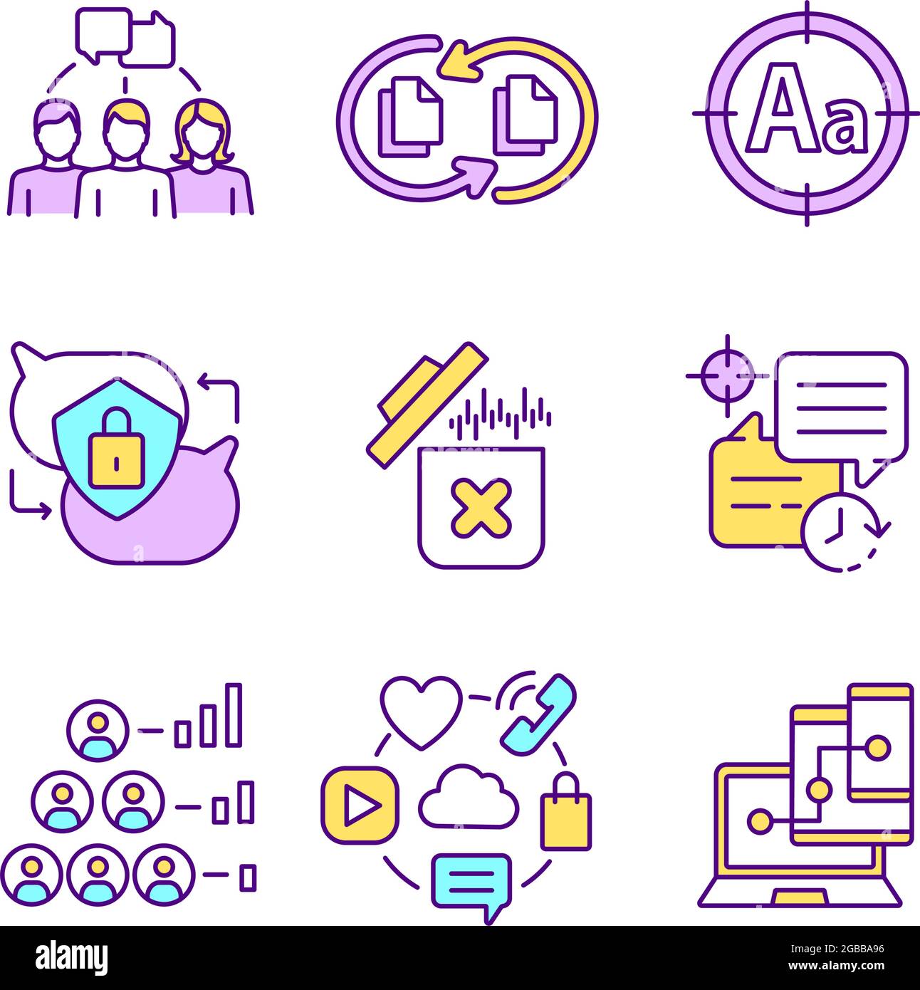 Messaging Software Rgb Color Icons Set Stock Vector Image And Art Alamy