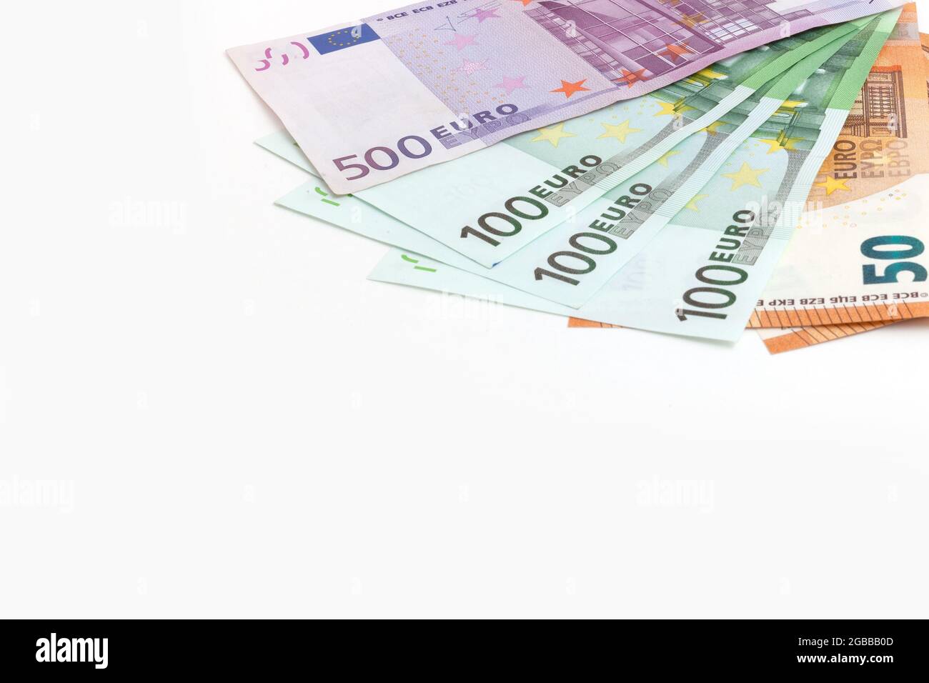 euro banknotes on isolated white background Stock Photo - Alamy