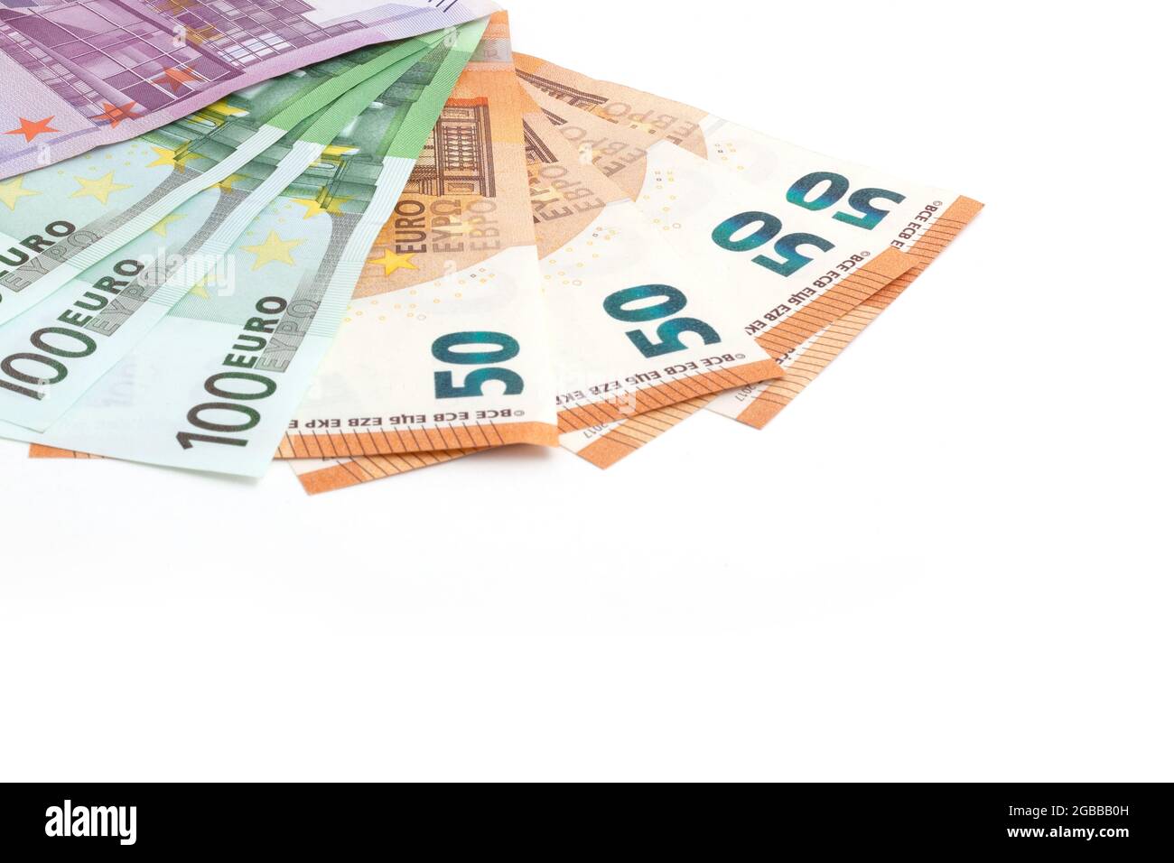 euro banknotes on isolated white background Stock Photo - Alamy