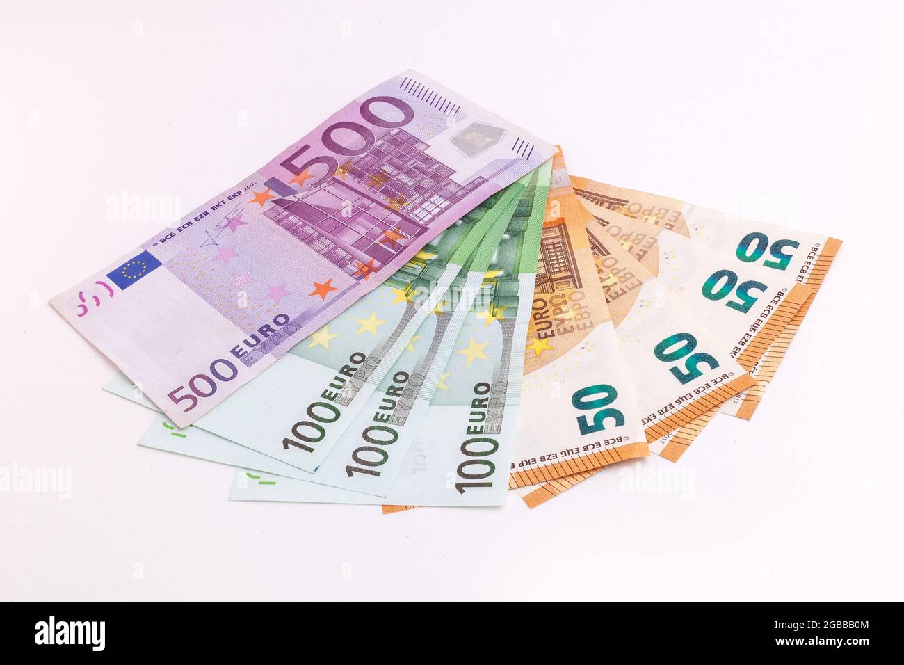 euro banknotes on isolated white background Stock Photo - Alamy