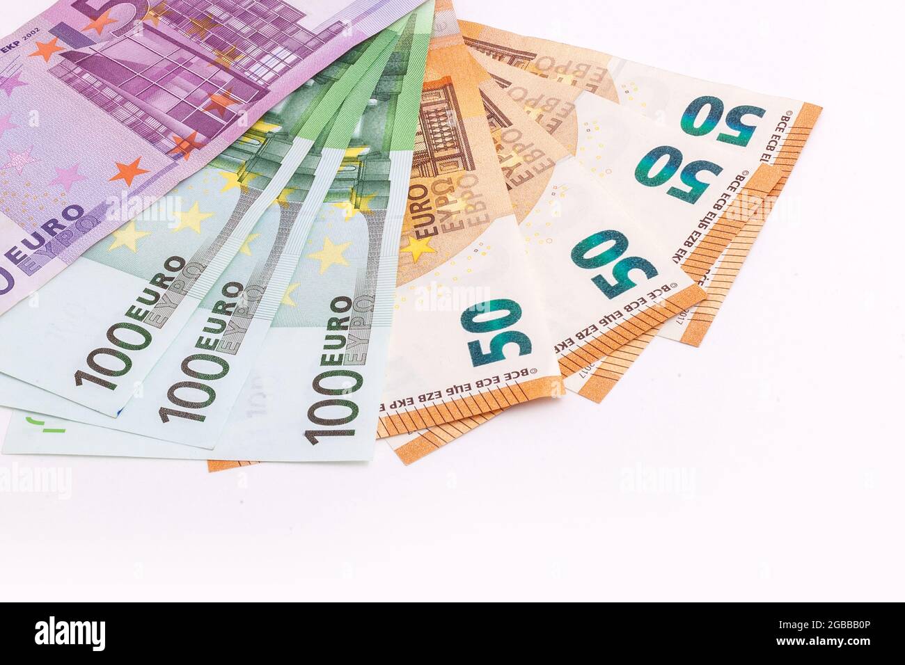 euro banknotes on isolated white background Stock Photo - Alamy