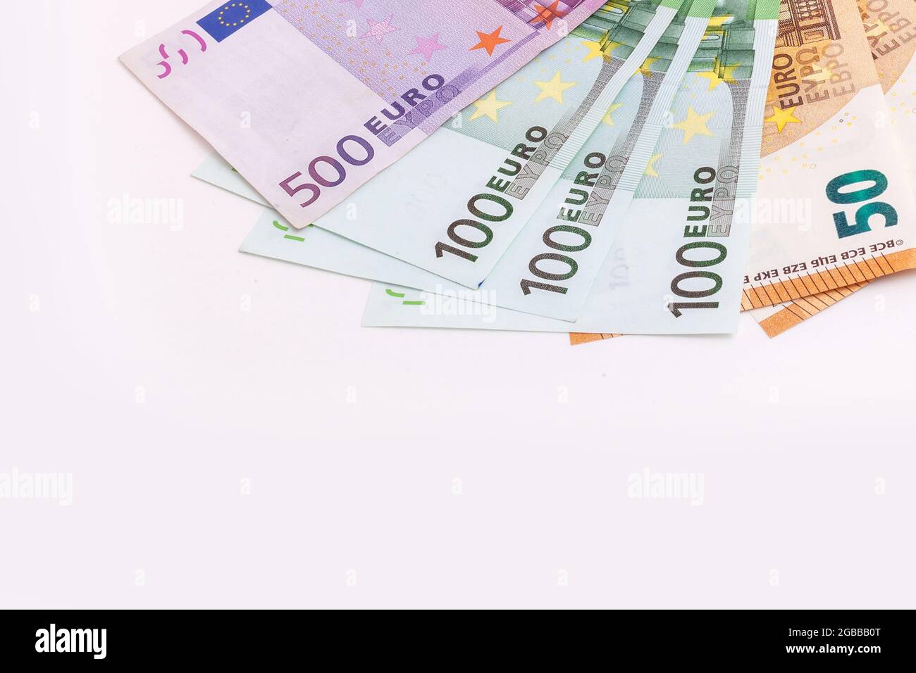 euro banknotes on isolated white background Stock Photo - Alamy