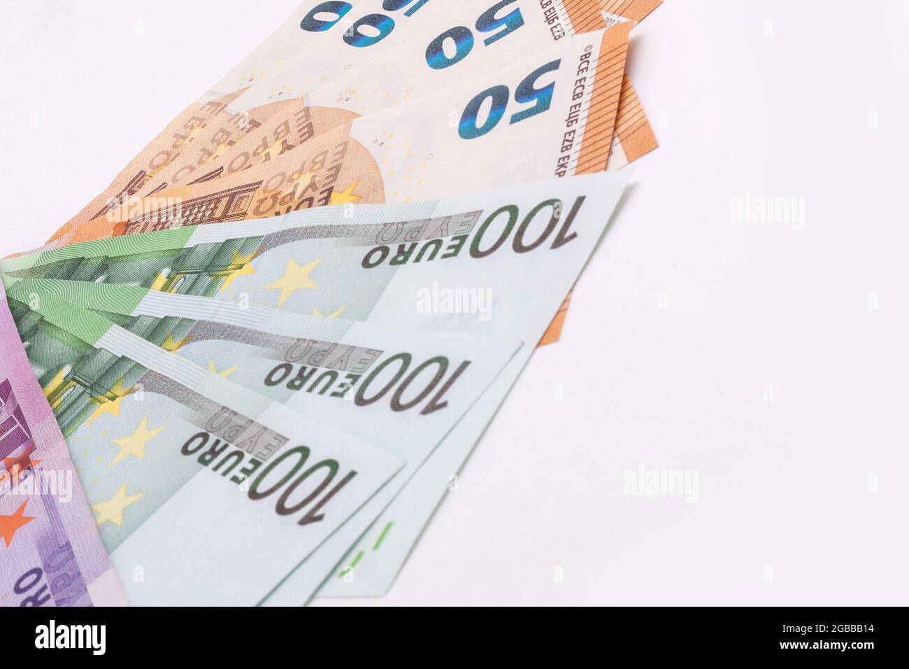 euro banknotes on isolated white background Stock Photo - Alamy