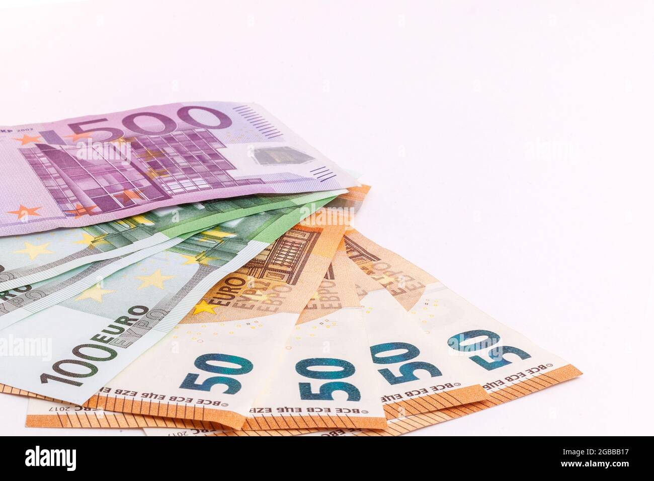 euro banknotes on isolated white background Stock Photo - Alamy
