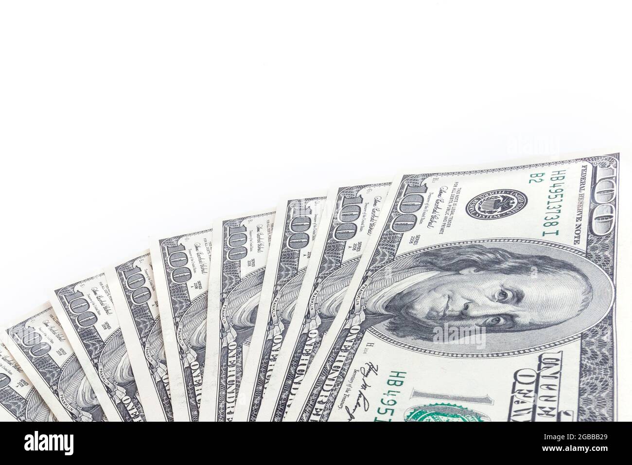US dollars banknotes on an isolated white background Stock Photo - Alamy