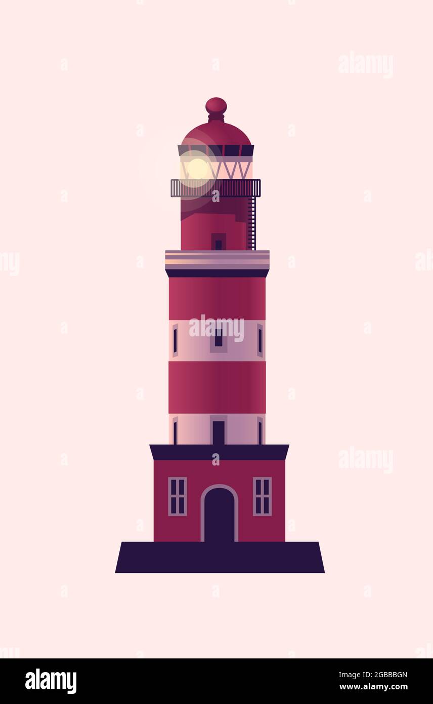 Lighthouse, Sea beacon house. Vector illustration in flat cartoon style ...