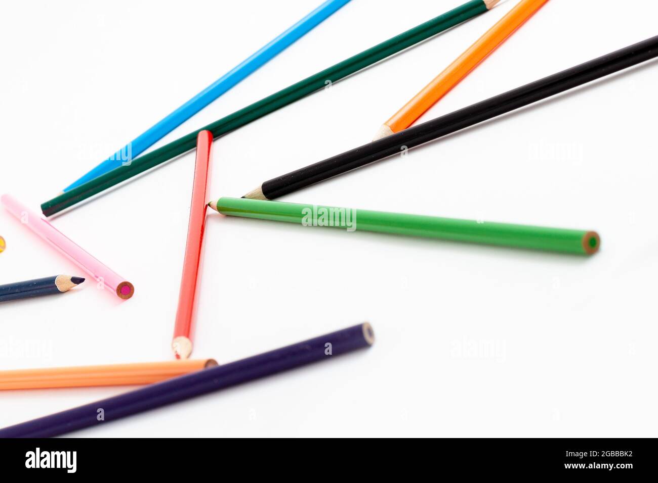 color pencils on isolated white background Stock Photo - Alamy