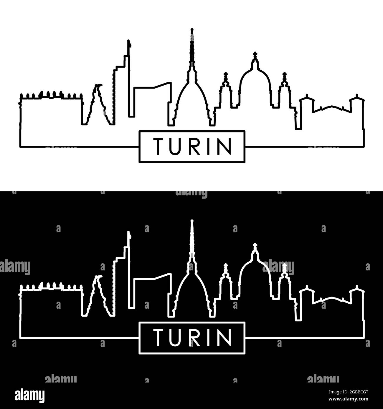 Turin skyline. Linear style. Editable vector file Stock Vector Image ...