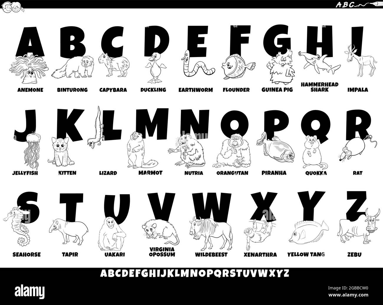 Black and white educational cartoon illustration of colorful complete ...