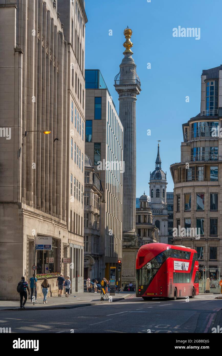 View of Monument to the Great Fire of London, City of London, London ...