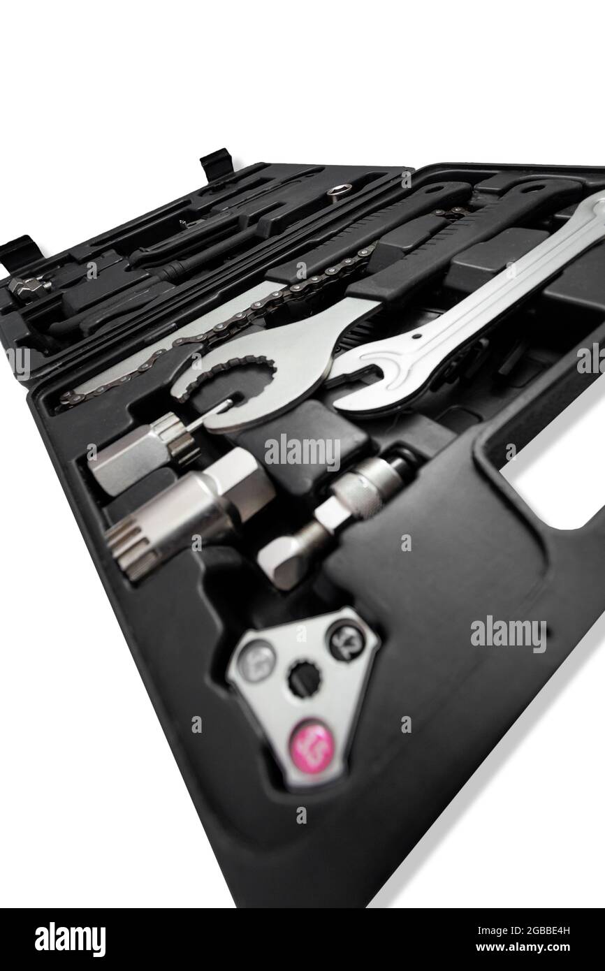 bicycle tool kit on an isolated white background Stock Photo - Alamy