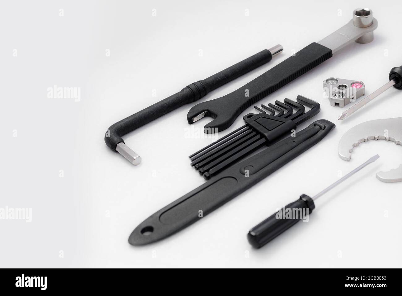 bicycle tool kit on an isolated white background Stock Photo - Alamy