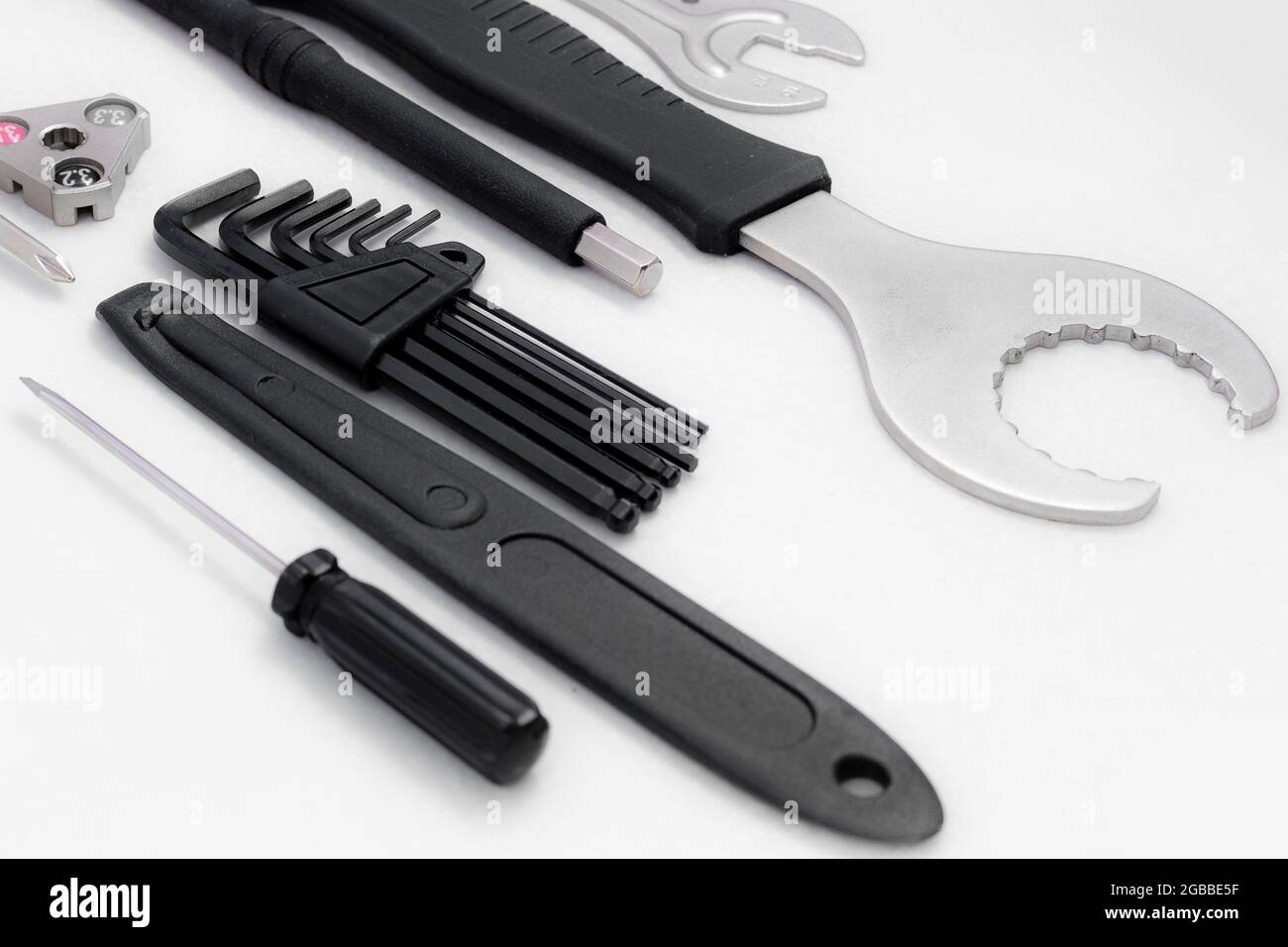 bicycle tool kit on an isolated white background Stock Photo - Alamy