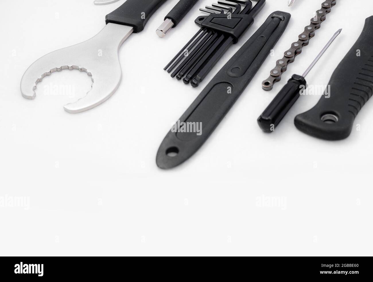 bicycle tool kit on an isolated white background Stock Photo - Alamy