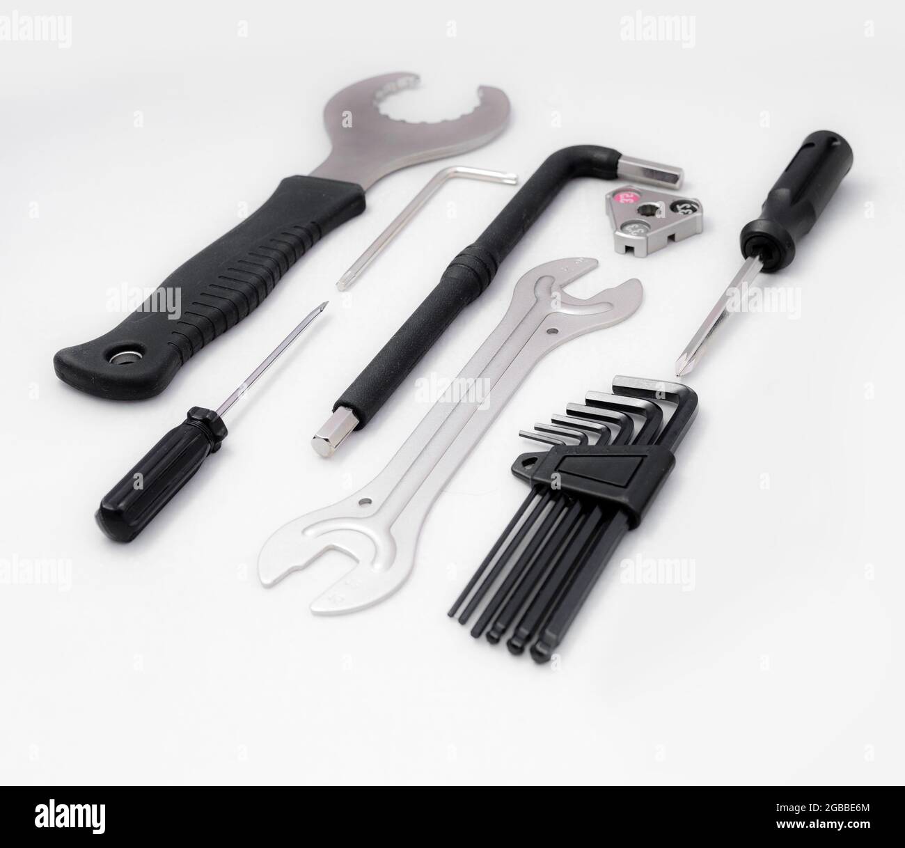 bicycle tool kit on an isolated white background Stock Photo - Alamy