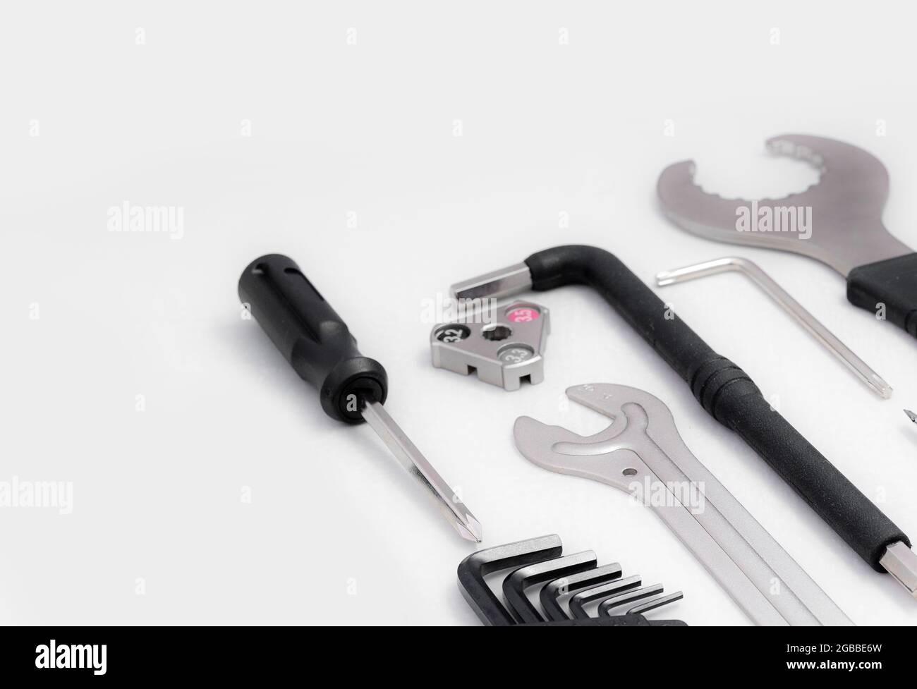 bicycle tool kit on an isolated white background Stock Photo - Alamy