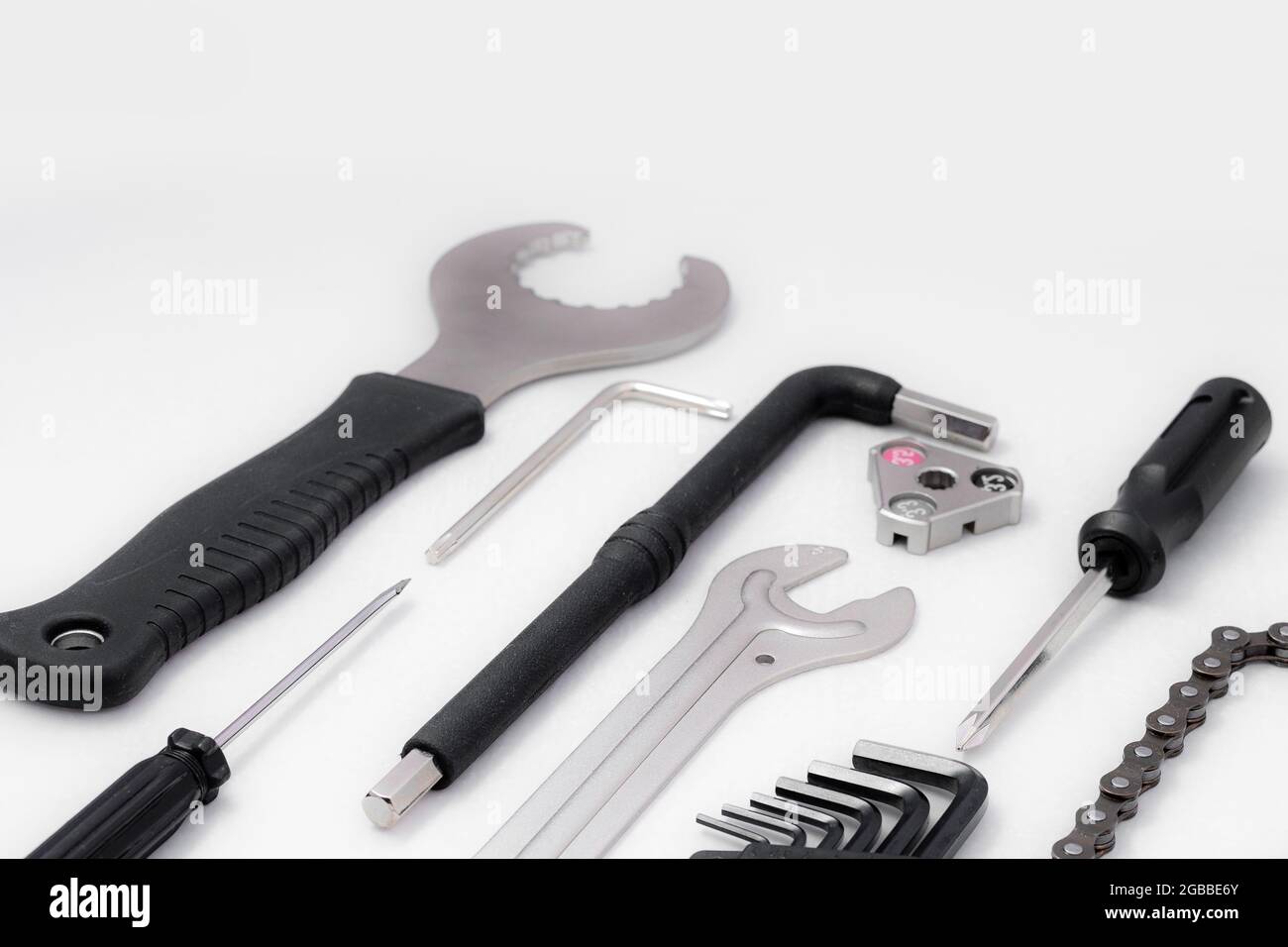 bicycle tool kit on an isolated white background Stock Photo - Alamy