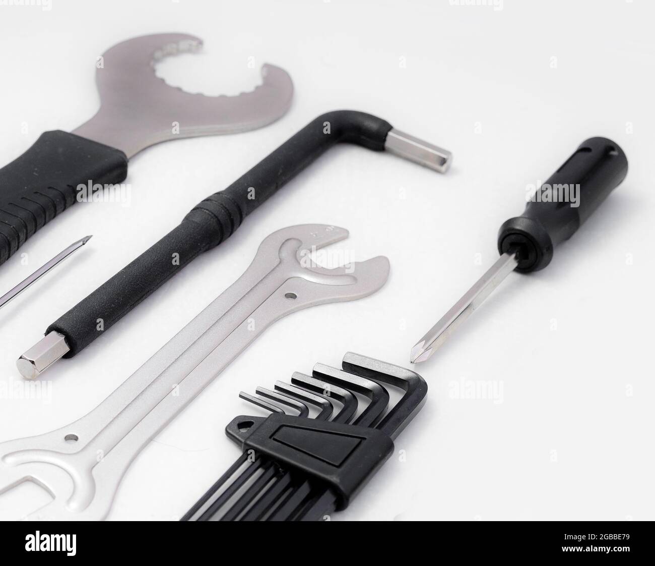 bicycle tool kit on an isolated white background Stock Photo - Alamy