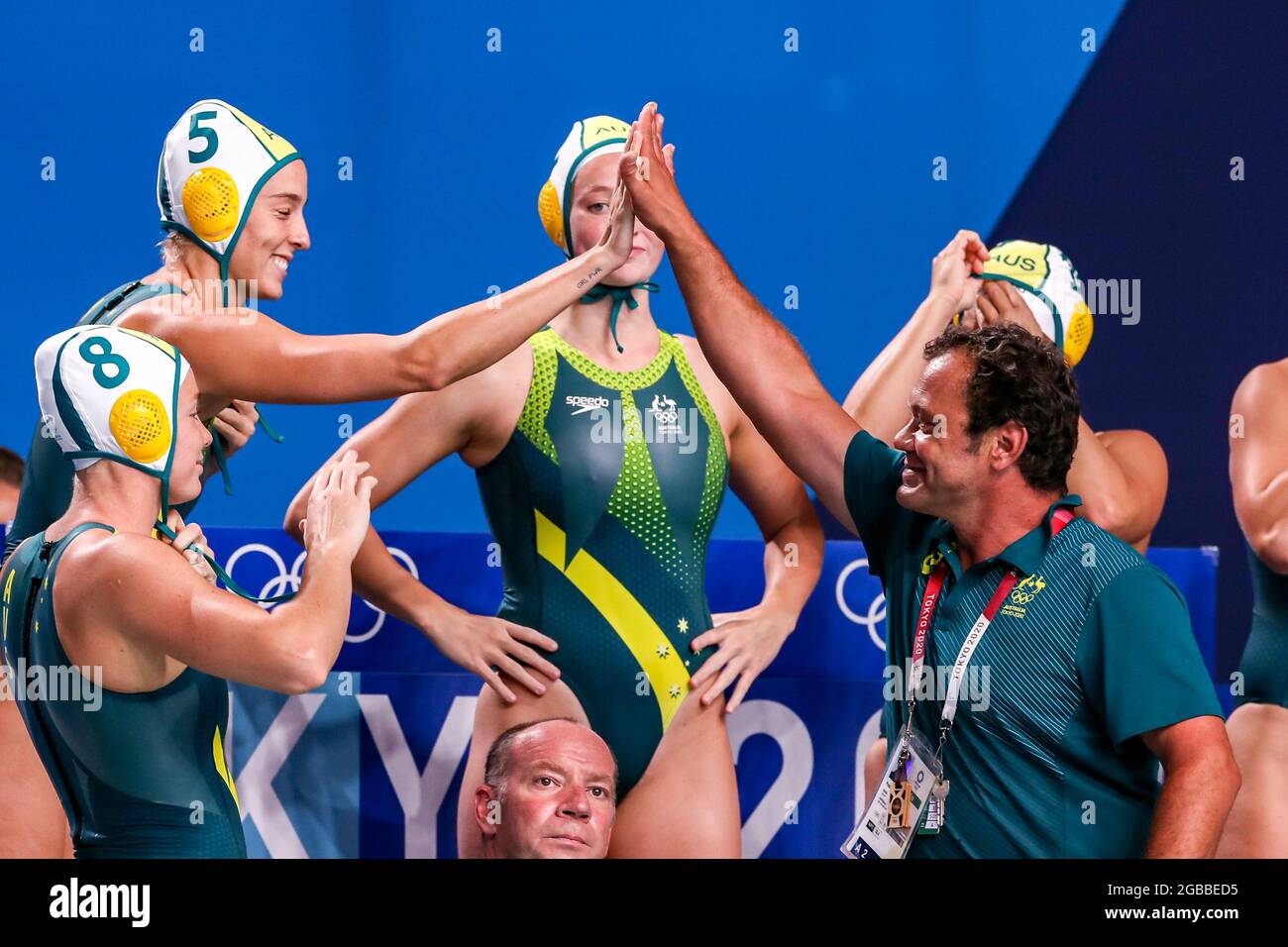 TOKYO, JAPAN - AUGUST 3: Elle Armit of Australia, head coach Predrag ...