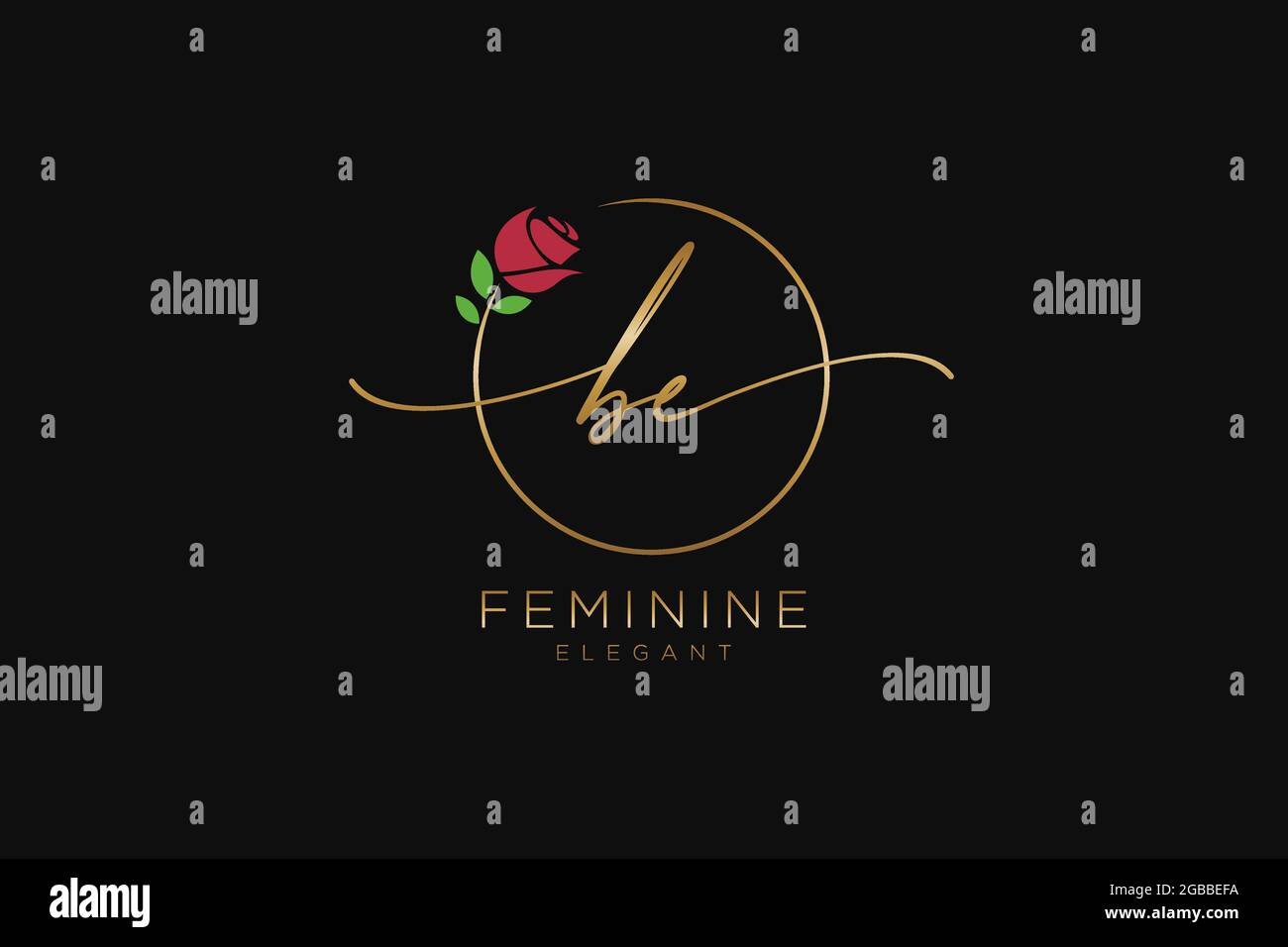 BE Feminine logo beauty monogram and elegant logo design, handwriting ...