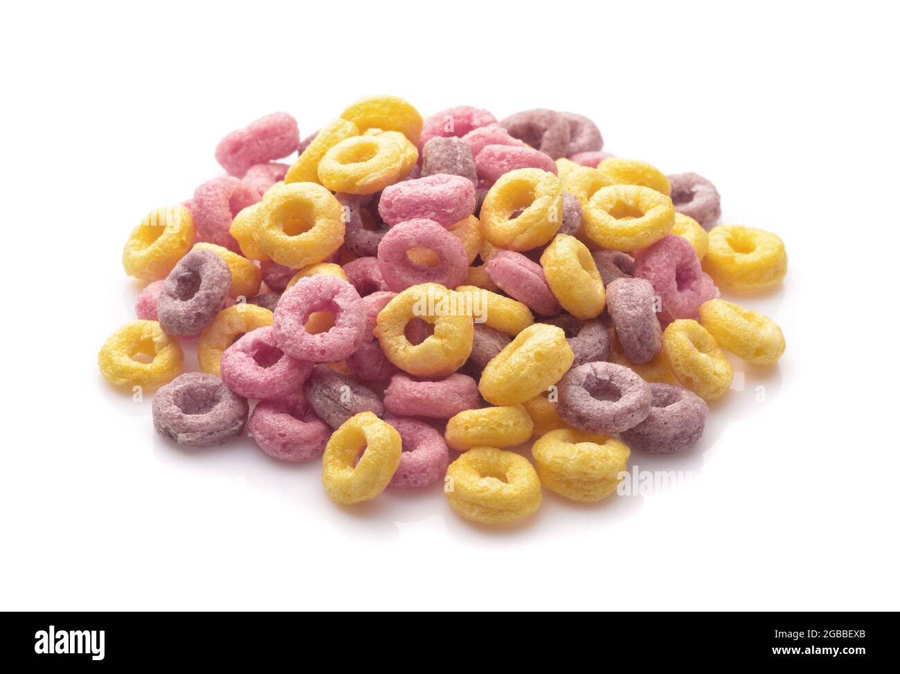 Pile of colorful corn rings isolated on white Stock Photo - Alamy