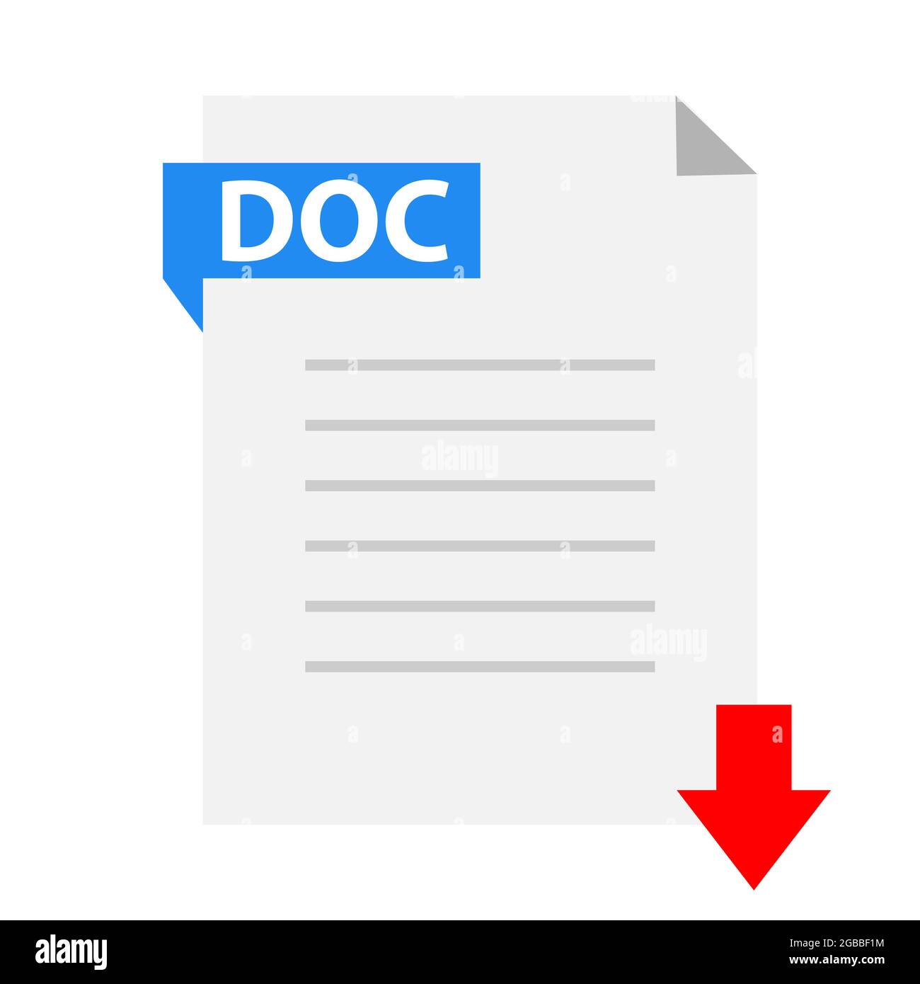 Download DOC icon on white background. DOC file with down arrow sign ...