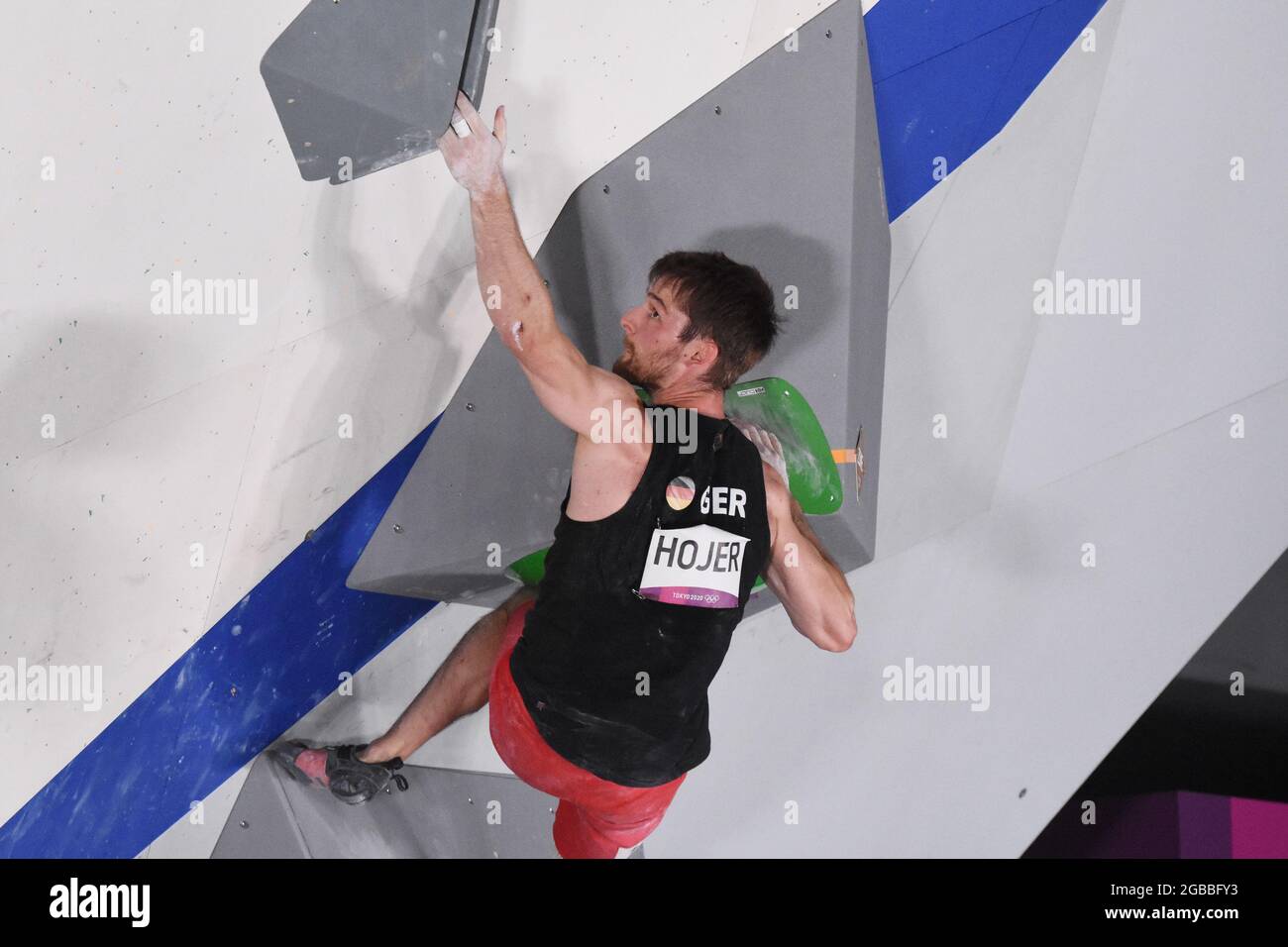 Jan Hojer (GER) competes on men's bouldering qualification, during the ...