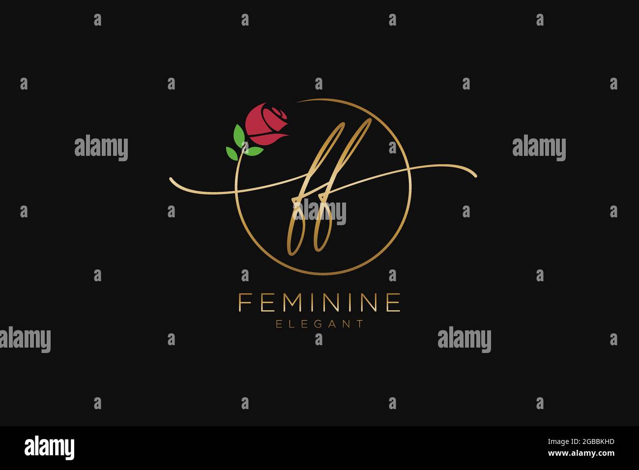 FF Feminine logo beauty monogram and elegant logo design, handwriting ...