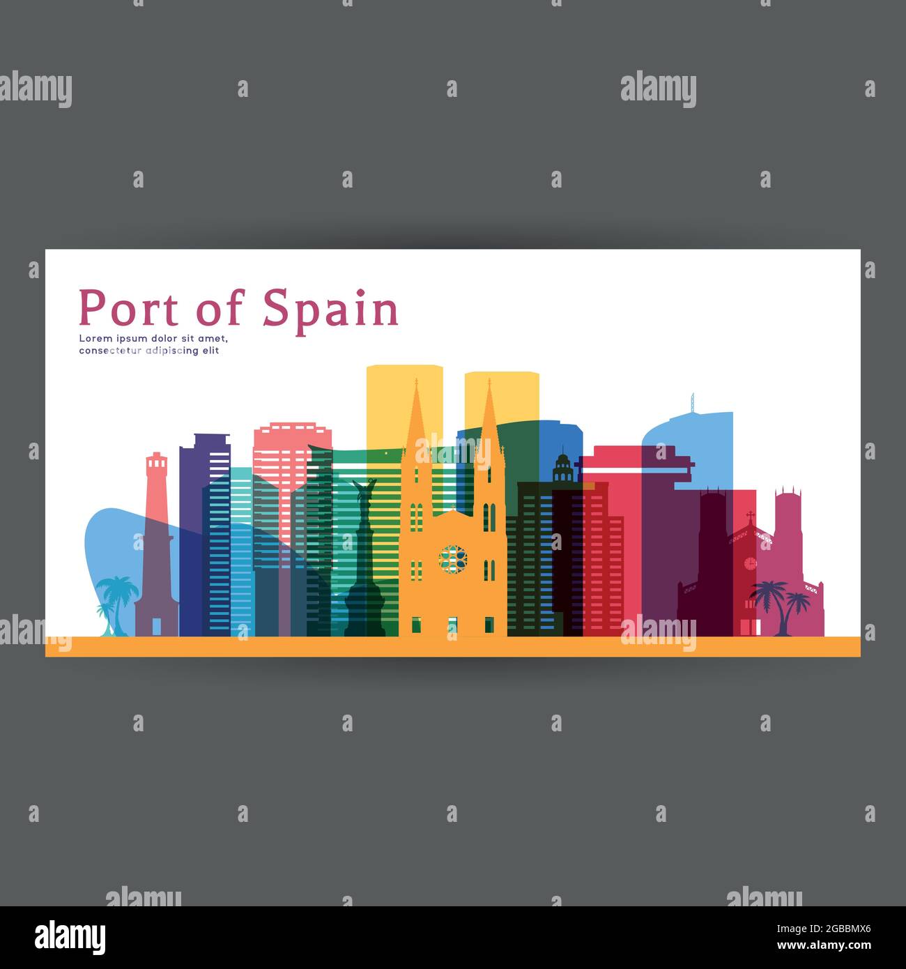 Port of Spain colorful architecture vector illustration, skyline city ...